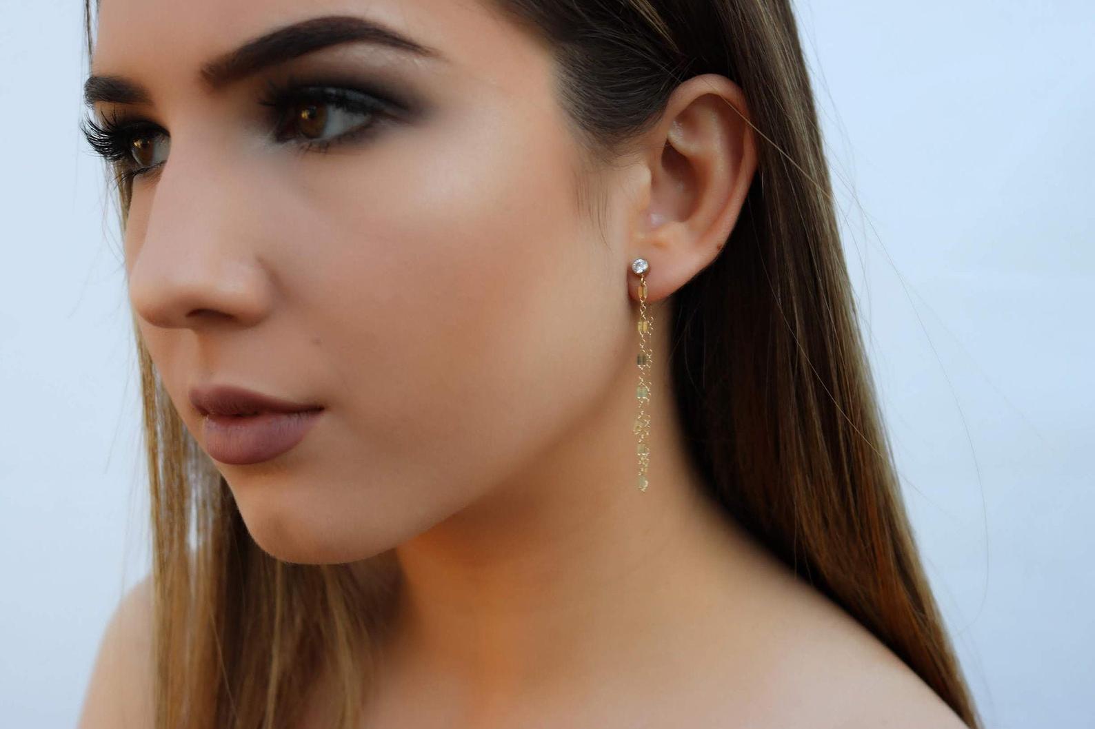 CZ Lace Chain Earrings | Front-to-Back Dangle Earrings – Gems In Vogue